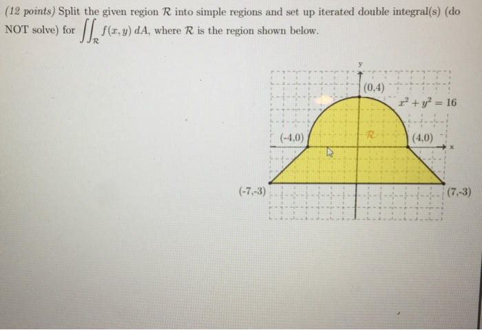 Solved (12 points) Split the given region R into simple | Chegg.com