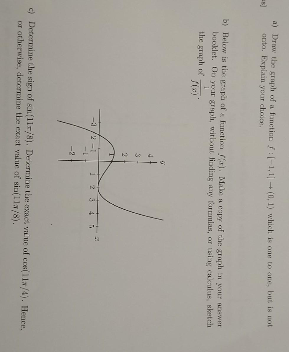 Solved a) Draw the graph of a function f:-1, 1] + (0,1) | Chegg.com