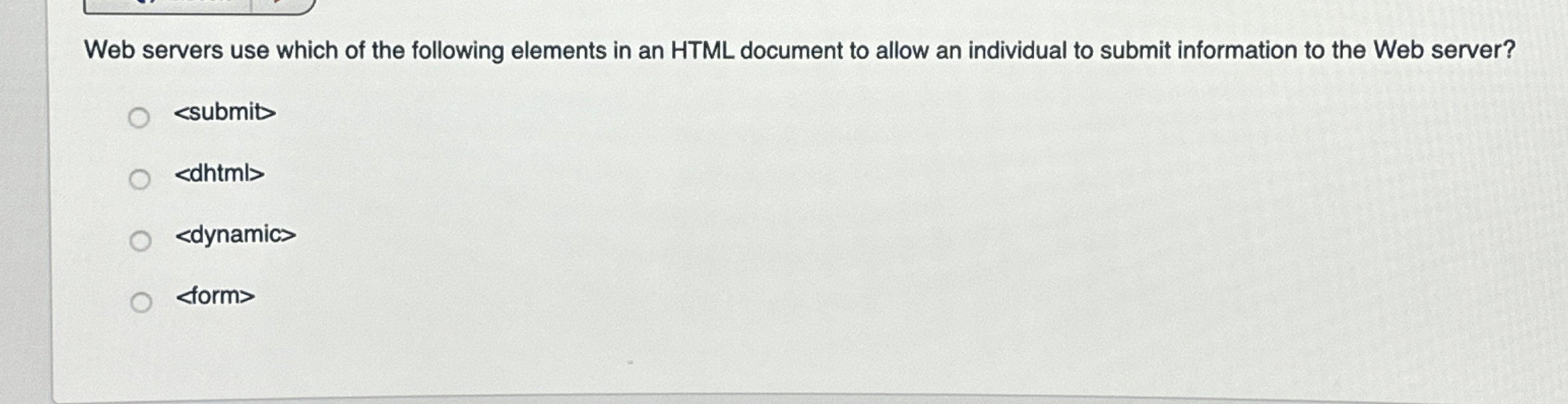 Solved Web servers use which of the following elements in an | Chegg.com