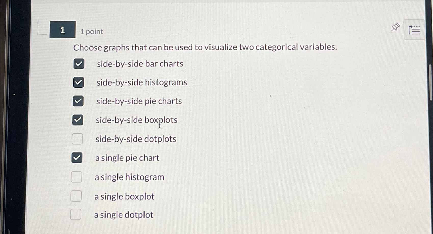 Solved 11 ﻿pointChoose graphs that can be used to visualize | Chegg.com