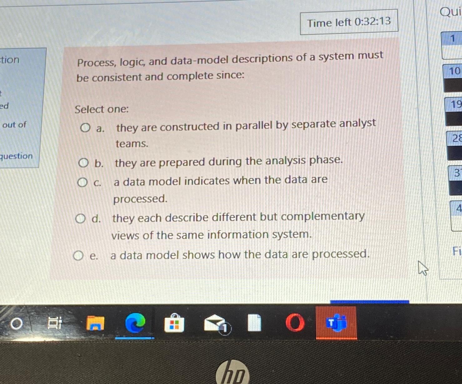 Solved Time left 0:32:13Process, logic, and data-model | Chegg.com