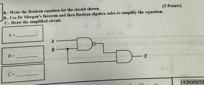 Solved A.- Write the Boolean equation for the circuit shown. | Chegg.com