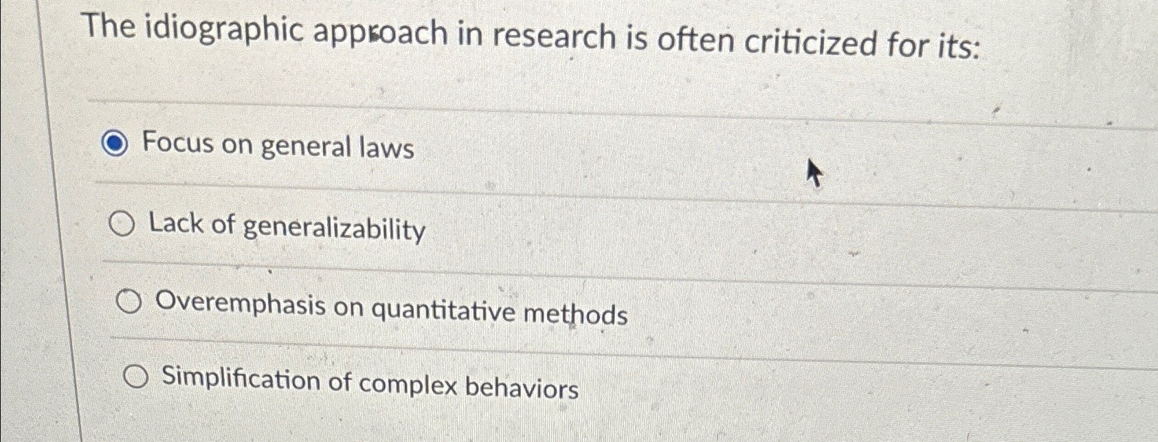 Solved The idiographic appsoach in research is often | Chegg.com