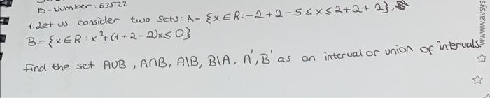 Solved ib-vumber 63522 1. Let us consider two sets: A | Chegg.com