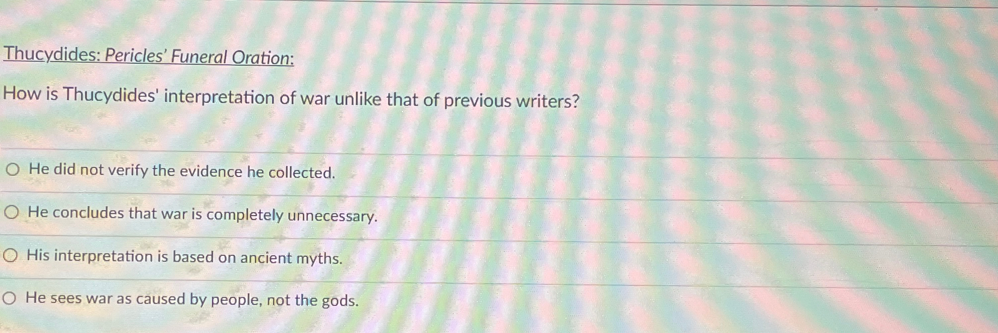 Solved Thucydides: Pericles' Funeral Oration:How is | Chegg.com