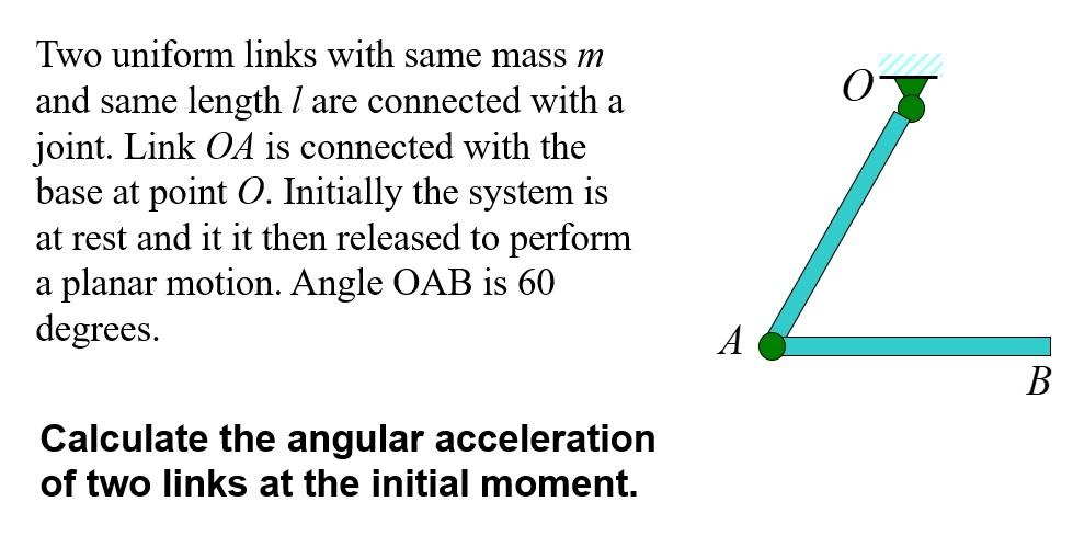 Solved Two uniform links with same mass m and same length l | Chegg.com