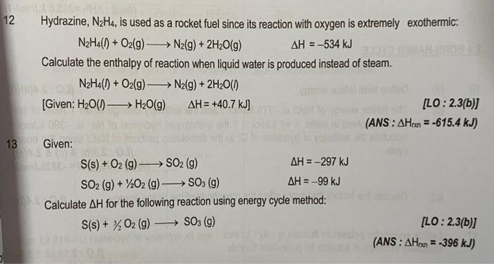 Solved Hydrazine, N2H4, is used as a rocket fuel since its | Chegg.com