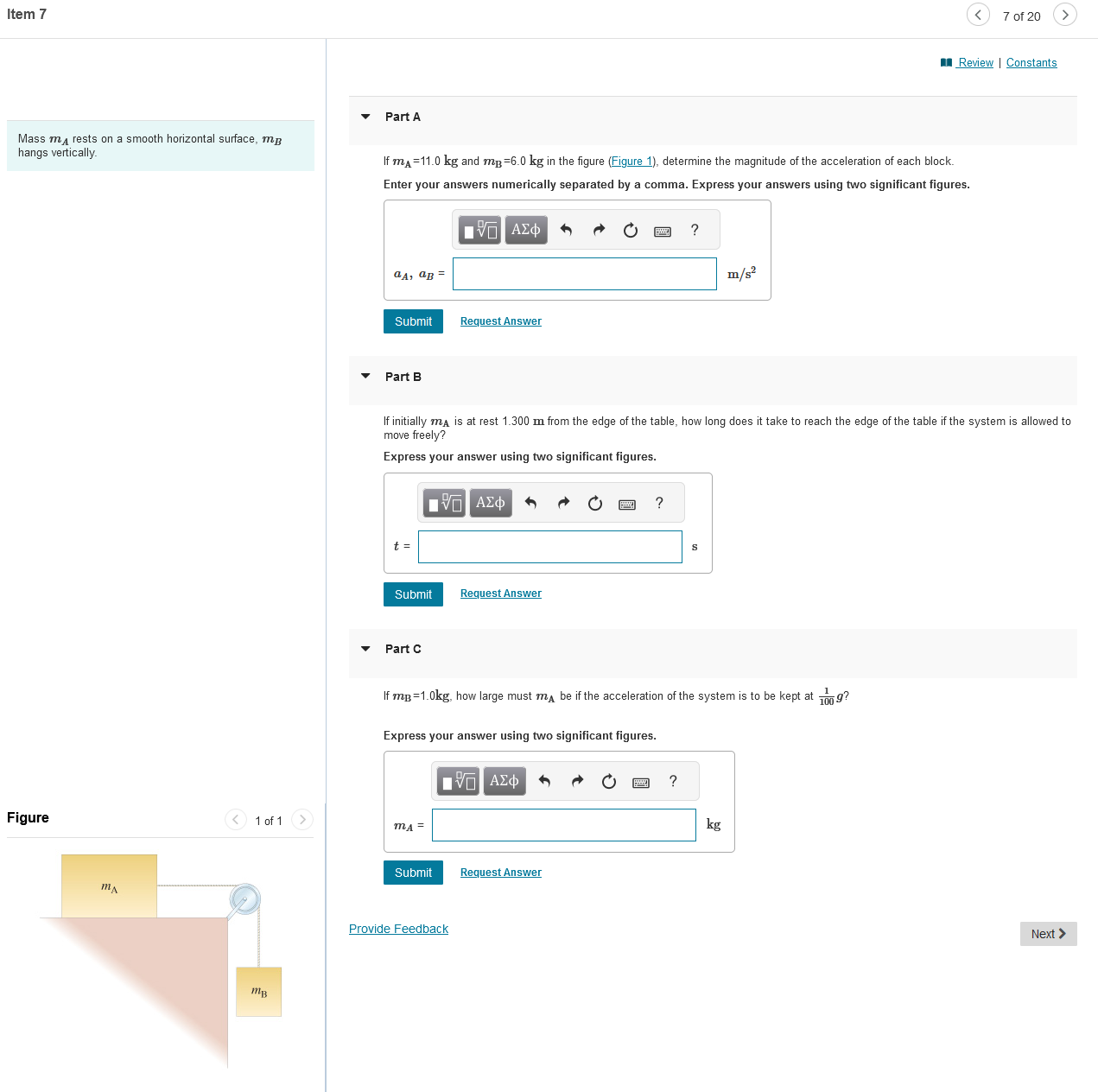 Solved Mass mA ﻿rests on a smooth horizontal surface, | Chegg.com