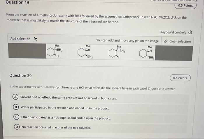 Solved From the reaction of 1-methylcyclohexene with BH3 | Chegg.com