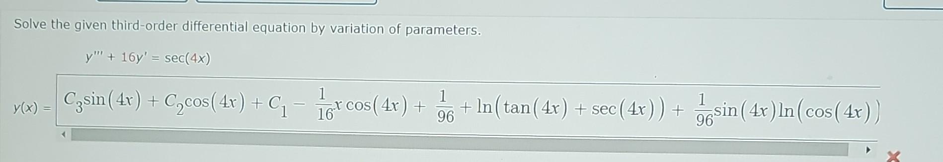 Solved Solve the given third-order differential equation by | Chegg.com