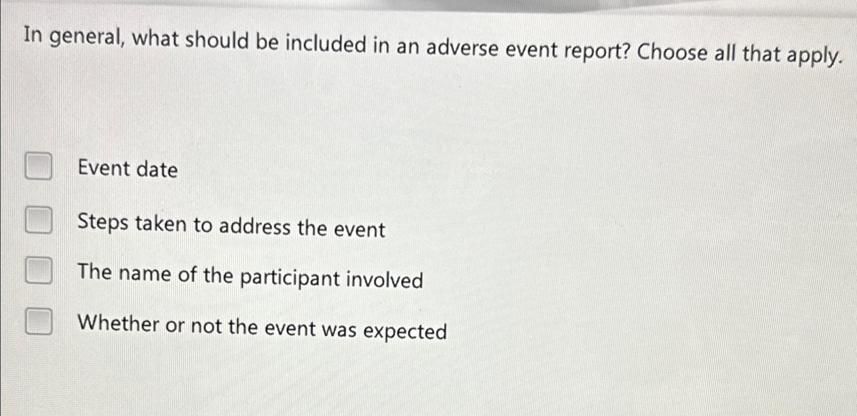 Solved In general, what should be included in an adverse | Chegg.com