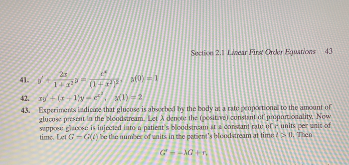 Solved Section 2 1 Linear First Order Equations 43 20 224