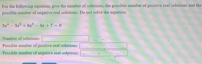 Solved For the following equation, give the number of | Chegg.com