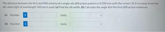 Solved The distance between the first and fifth minima of a | Chegg.com