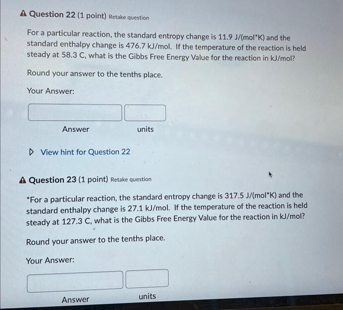 Solved For a particular reaction, the standard entropy | Chegg.com