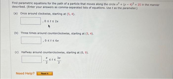 Solved Find parametric equations for the path of a particle | Chegg.com