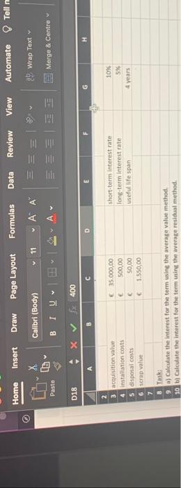 Solved Home Insert Draw Page Layout Formulas Data Review | Chegg.com