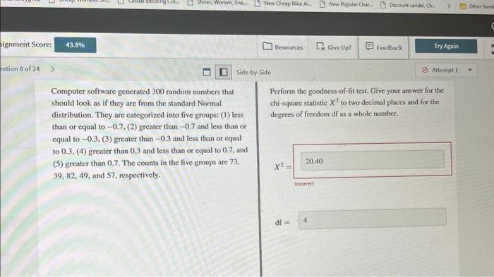 Solved Computer software generated 300 random numbers that | Chegg.com