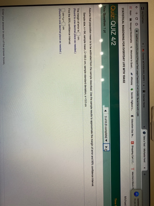 Solved Take a Test - Michaela Ford X + MV my thuat ham | Chegg.com