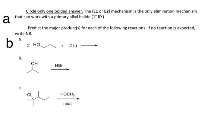 Solved Circle only one bolded answer. The (E1 or E2) | Chegg.com