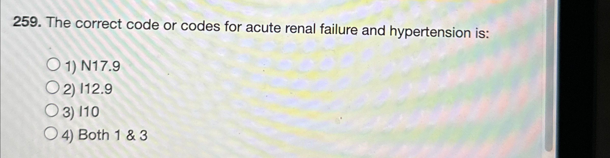 The correct code or codes for acute renal failure and | Chegg.com