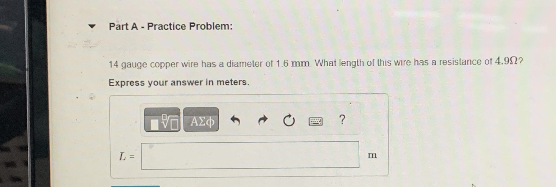 Solved Part A - ﻿Practice Problem:14 ﻿gauge copper wire has | Chegg.com
