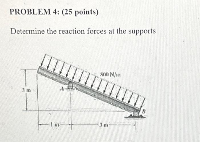 Solved PROBLEM 4: (25 points) Determine the reaction forces | Chegg.com