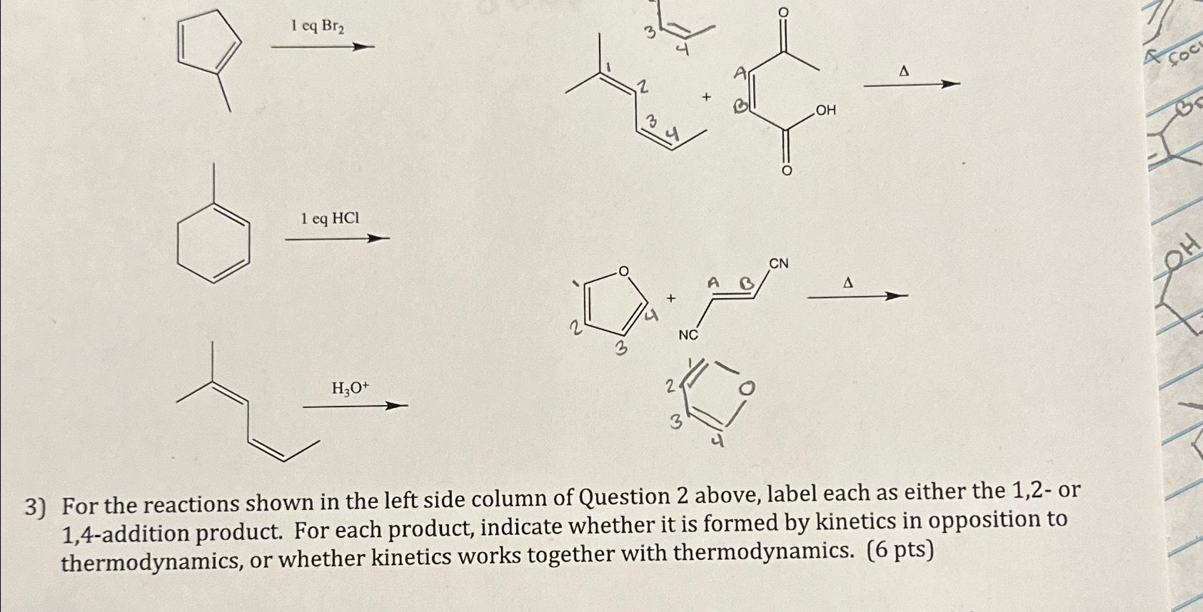 Solved For the reactions shown in the left side column of | Chegg.com