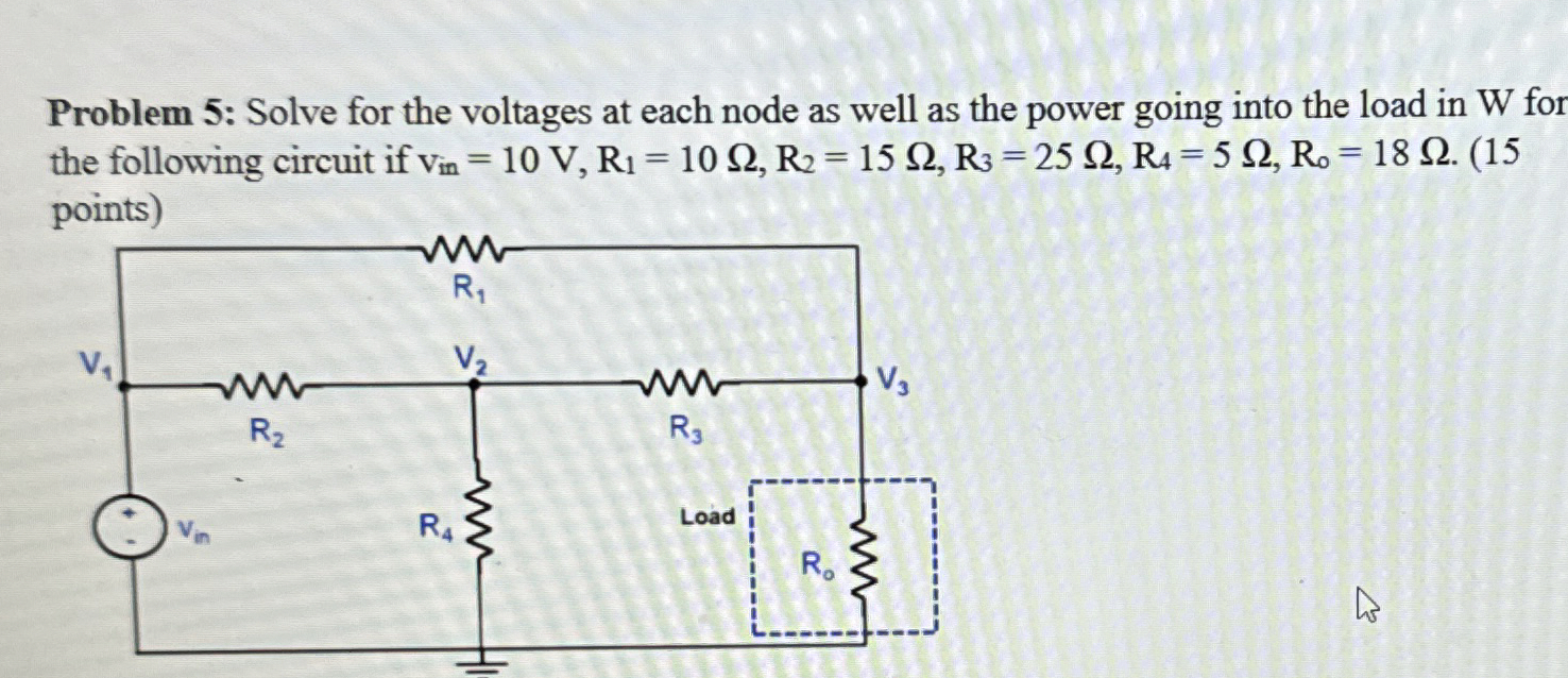 Solved Problem 5: Solve for the voltages at each node as | Chegg.com