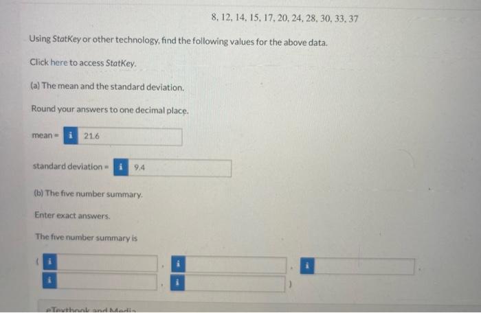 Solved Using StatKey or other technology, find the following | Chegg.com Solved Using StatKey or other technology, find the following | Chegg.com