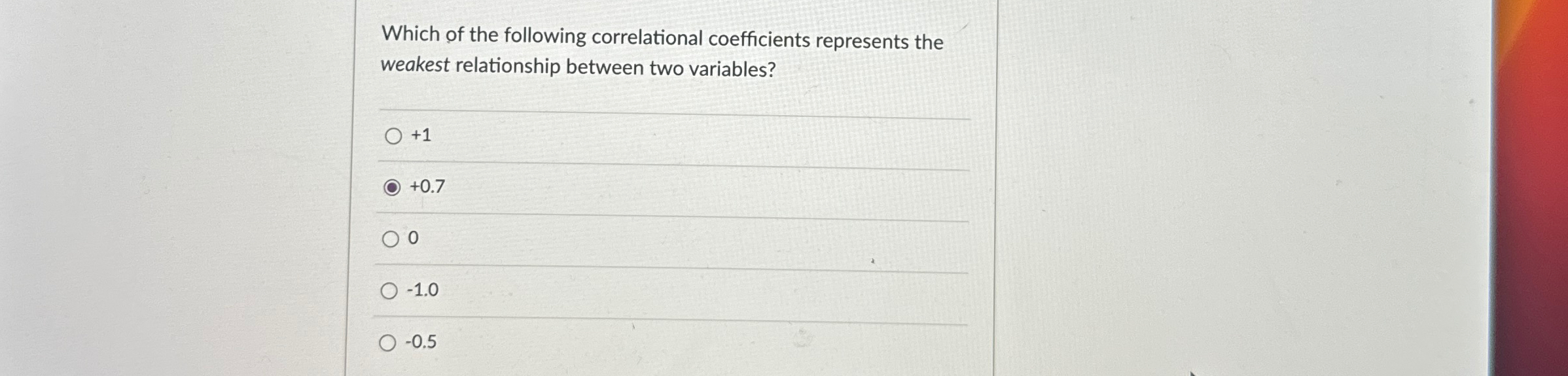 Solved Which of the following correlational coefficients | Chegg.com