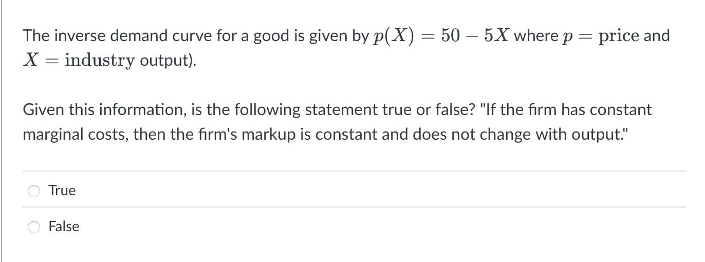 Solved The inverse demand curve for a good is given by \( | Chegg.com