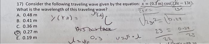 Solved 17) Consider the following traveling wave given by | Chegg.com