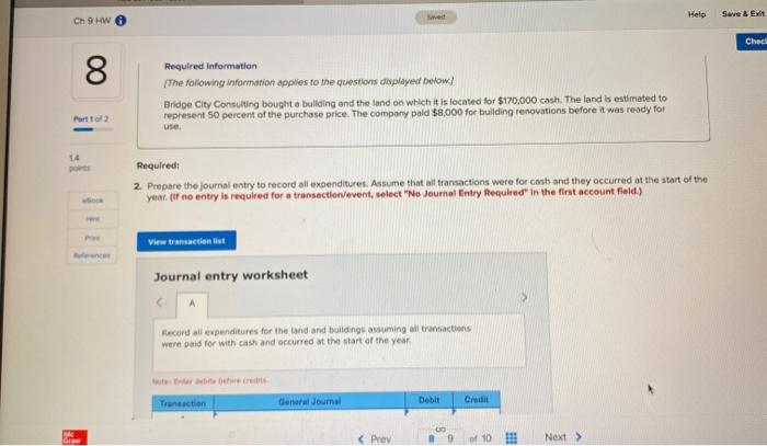 Solved Swed Help Save & Ext Ch 9 HW 0 Check 8 Required | Chegg.com