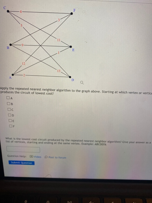 Solved Apply the repeated nearest neighbor algorithm to the | Chegg.com