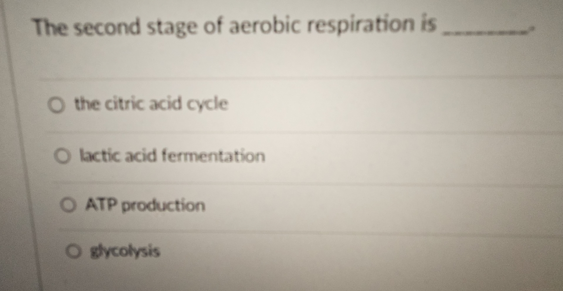 Solved The second stage of aerobic respiration is q,the | Chegg.com