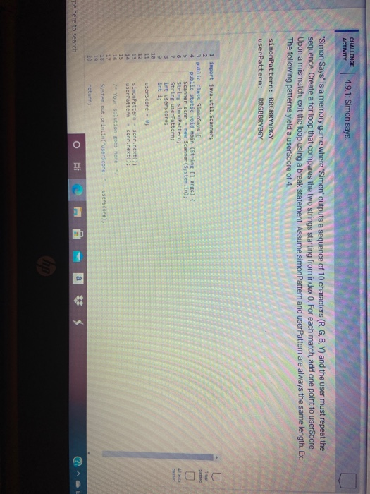 Solved CHALLENGE ACTIVITY 4.9.1: Simon says "Simon Says' is | Chegg.com