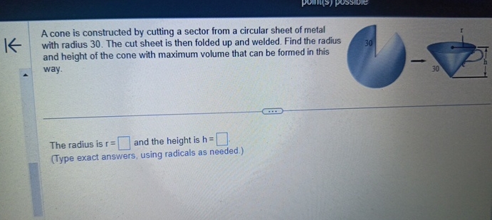 Solved A cone is constructed by cutting a sector from a | Chegg.com