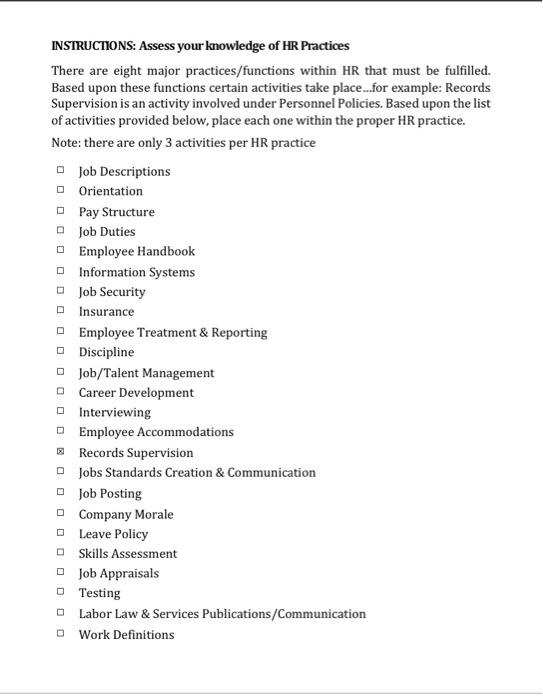 Solved This is merely an assessment of your knowledge of HR | Chegg.com
