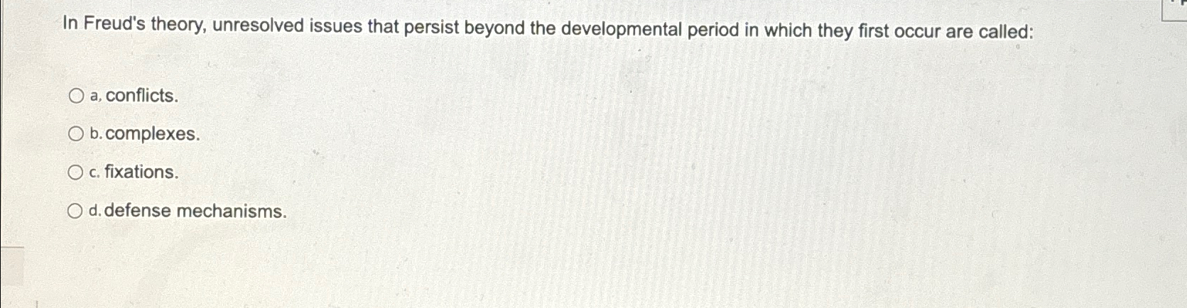 Solved In Freud's theory, unresolved issues that persist | Chegg.com