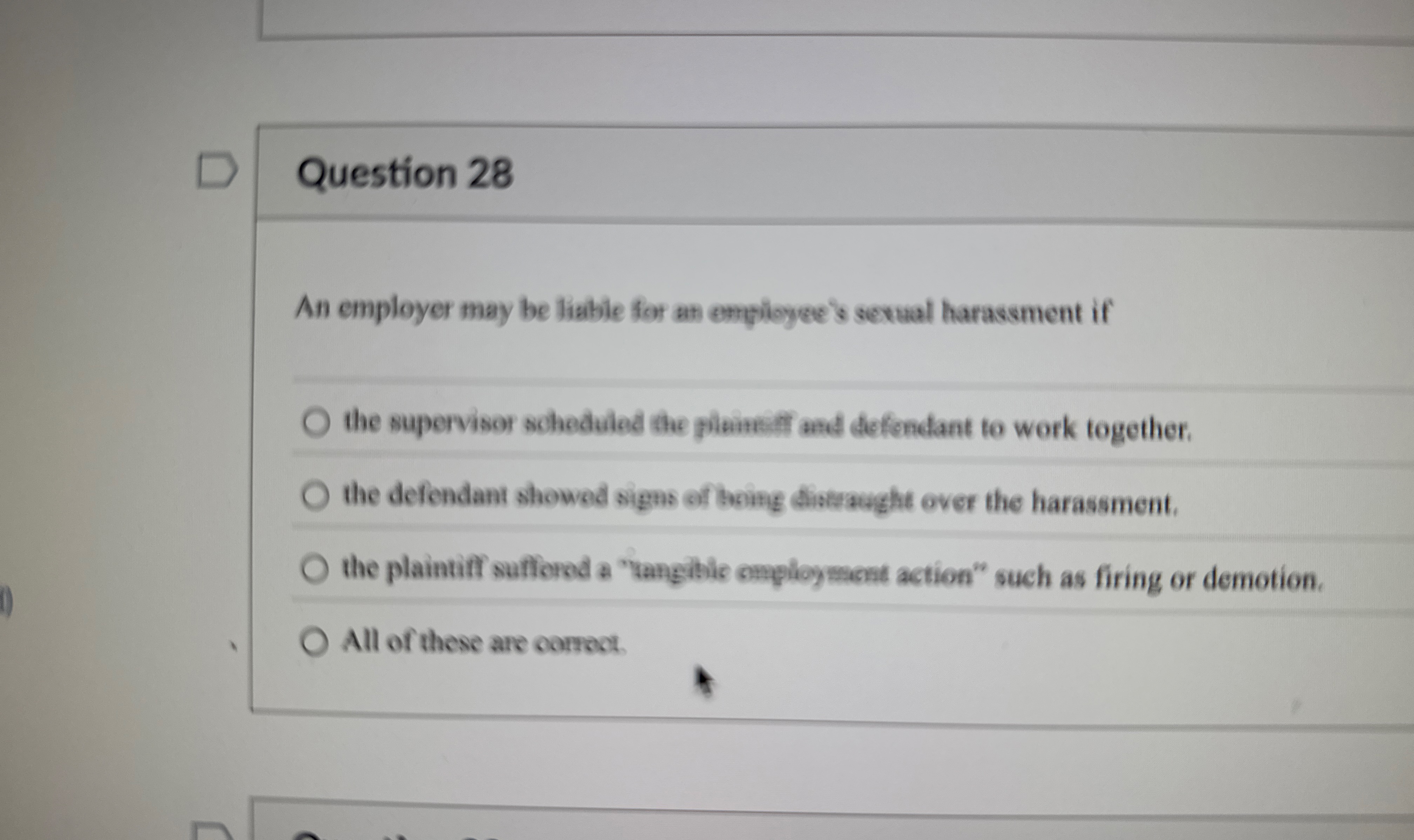 Solved Question 28An employer may be liable for an | Chegg.com