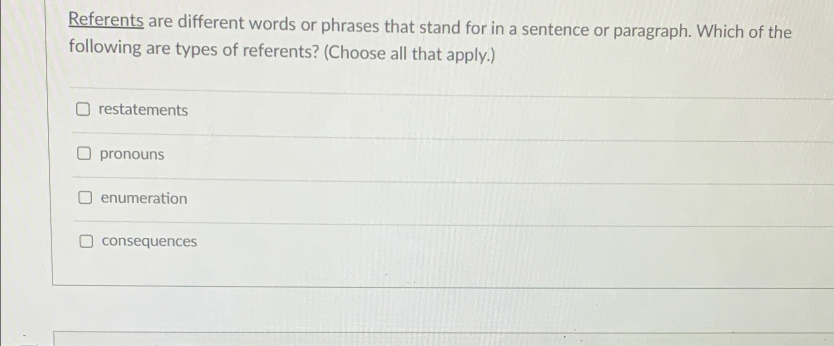 Solved Referents are different words or phrases that stand | Chegg.com