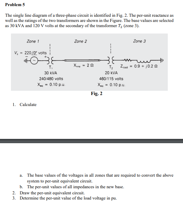 Solved Problem 5The single line diagram of a three-phase | Chegg.com