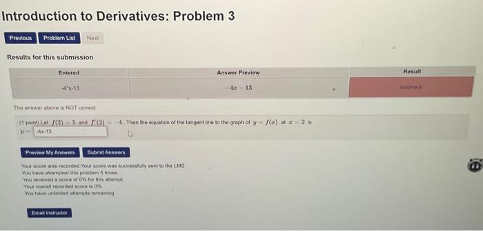 Solved Introduction to Derivatives: Problem 3 Results for | Chegg.com