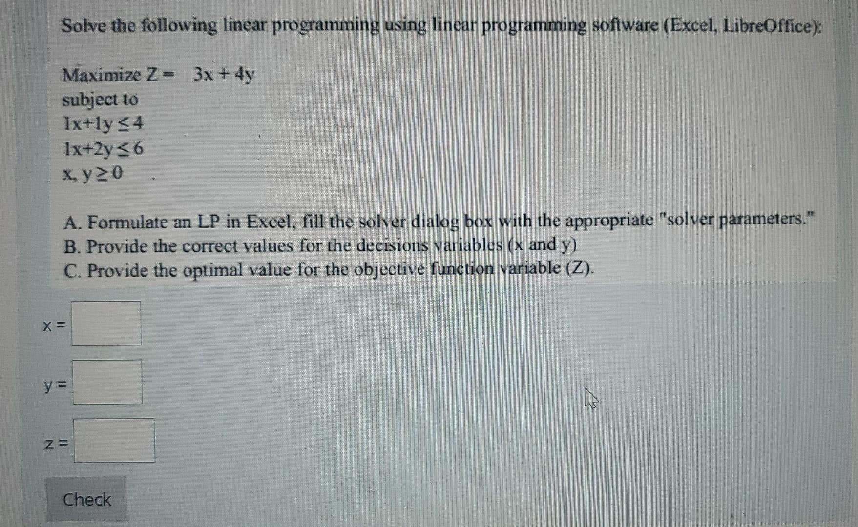 Solved Solve the following linear programming using linear | Chegg.com