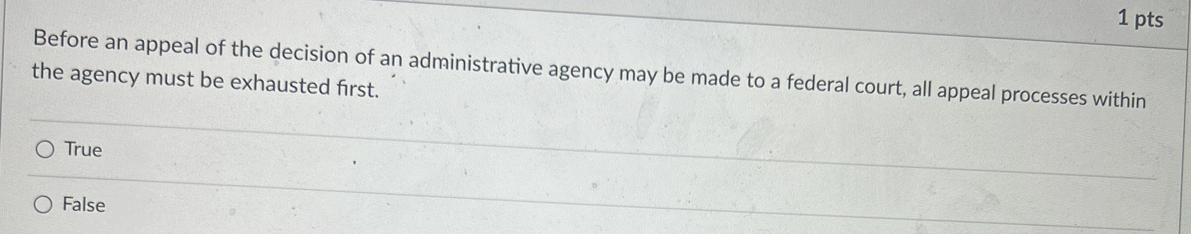 Solved 1 ﻿ptsBefore an appeal of the decision of an | Chegg.com