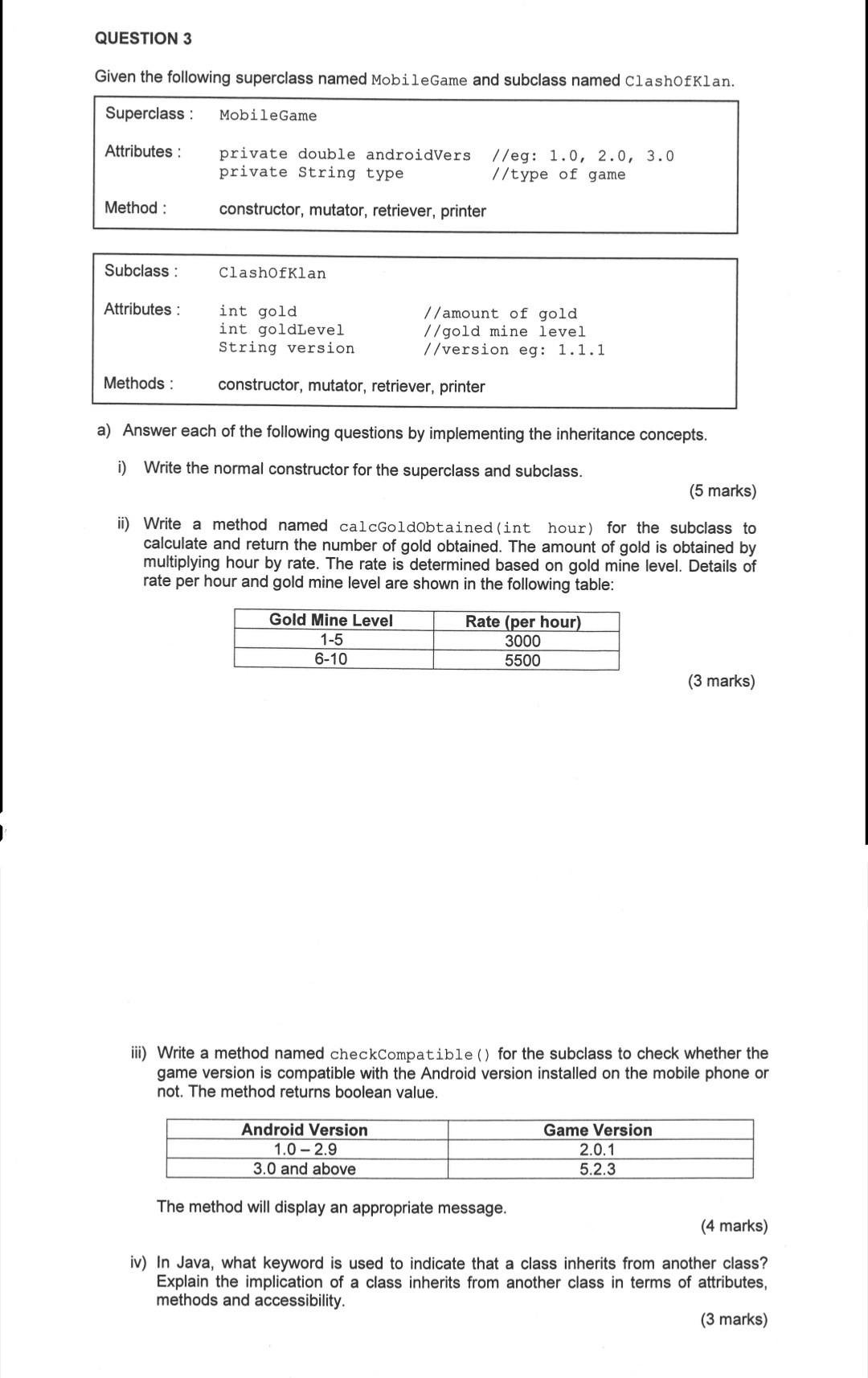 Solved Superclass: Mobilegame Attributes: private double | Chegg.com