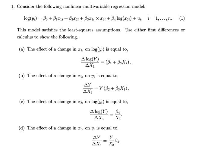 Solved 1 Consider The Following Nonlinear Multivariable