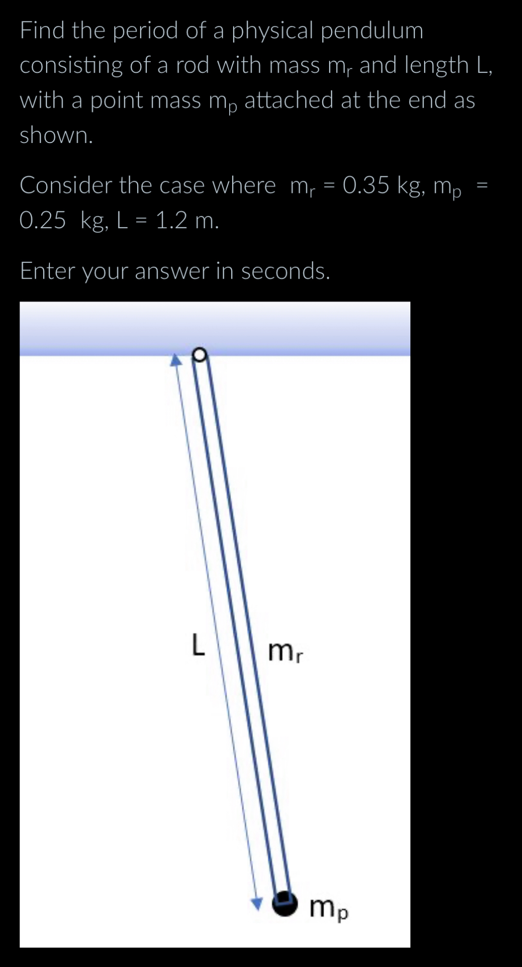 Solved Find the period of a physical pendulum consisting of | Chegg.com