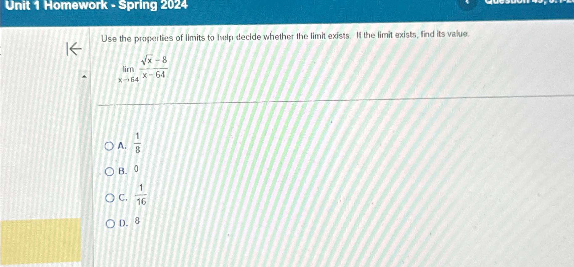 Solved Unit 1 ﻿Homework - ﻿Spring 2024Use the properties of | Chegg.com